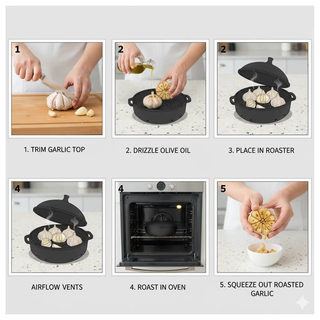 How to Roast Garlic in a Cast Iron Garlic Roaster (Step-by-Step)
